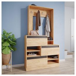 VICCO Wandgarderobe Flurgarderobe Flurkommode EVIA Anthrazit / Eiche (kein Set)