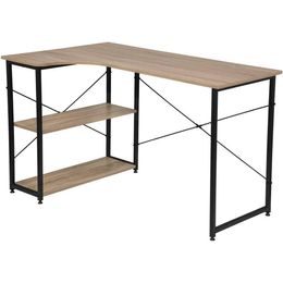 EUGAD Schreibtisch, Arbeitstisch mit Bücherregal Holz 120x74x71