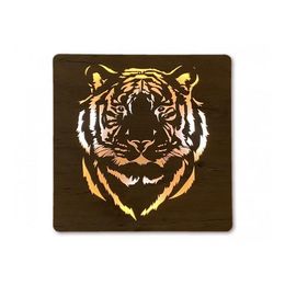 WohndesignPlus LED-Bild LED-Wandbild "Tiger" 62cm x 62cm mit 230V