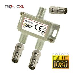 TronicXL SAT-Verteiler 2-Fach BK Verteiler TV Antennenverteiler Kabelfernsehen Sat Splitter