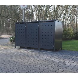 SRM Design Mülltonnenbox 3 Mülltonnenboxen Modell No.2 Anthrazit komplett RAL7016 für 240 Liter