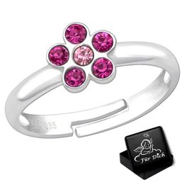 Limana Fingerring Mädchen Kinderring verstellbarer Ring echt 925 Sterling Silber Blume (inkl. Geschenkdose)