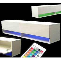 Apex Lowboard LED Lowboard TV-Schrank 140 Hängeschrank Fernsehschrank weiß 57044