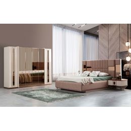 JVmoebel Schlafzimmer-Set Schlafzimmer Komplett Set Bett 2x Nachttische Kleiderschrank Betten