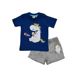 United Labels® Schlafanzug Pummel & Friends Baby Set für Jungen 2-Teiler Blau/Grau