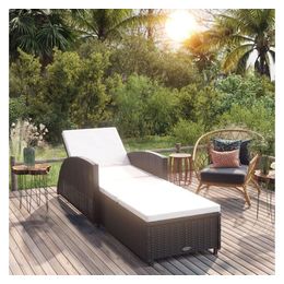 furnicato Gartenliege Sonnenliege mit Cremeweißer Auflage Poly Rattan Schwarz