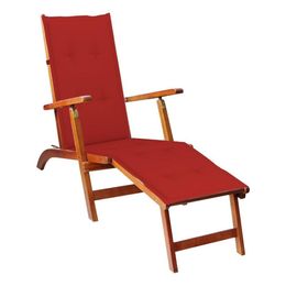 furnicato Gartenliege Liegestuhl mit Fußstütze und Auflage Akazie Massivholz