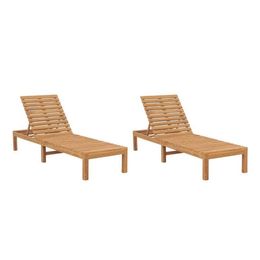 furnicato Gartenliege Sonnenliegen 2 Stk. Massivholz Teak