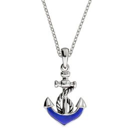 Firetti Kette mit Anhänger Schmuck Geschenk Silber 925 Halsschmuck Halskette Ankerkette, mit Lapislazuli, blau|silberfarben