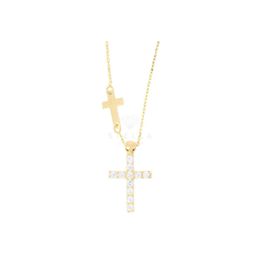 Stella-Jewellery Collier 585 Gelbgold Halskette mit Zirkonia Kreuz Anhänger (inkl. Etui)
