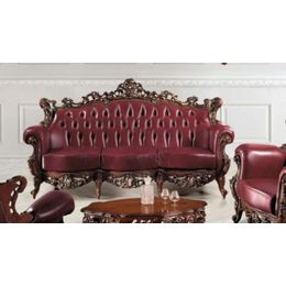 JVmoebel 3-Sitzer Chesterfield 3 Sitzer Couch Leder Sofa Couchen Luxus Design