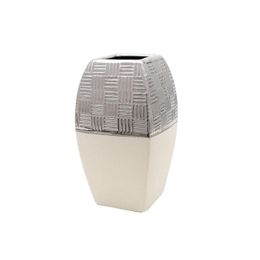 Dekohelden24 Dekovase Edle moderne Deko Designer Keramik Vase quadratisch in silber-grau (kein