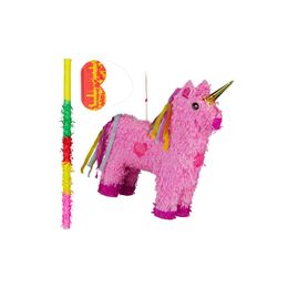 Relaxdays Papierdekoration 3-teiliges Pinata Set Einhorn