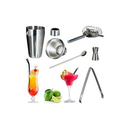 Relaxdays Cocktail Shaker 8 x Cocktailset Edelstahl 5-teilig