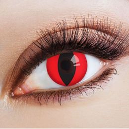 aricona Motivlinsen Katzenaugen Motivlinsen Cat Farbige Kontaktlinsen Halloween Kostüm Karneval Rote