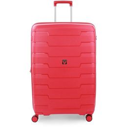 Roncato Hartschalen-Trolley Skyline, 79 cm, 4 Rollen, Reisegepäck Koffer groß mit Volumenerweiterung und TSA Schloss, rot