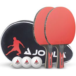 Joola Tischtennisschläger TT-Set Duo Carbon (Set, mit Bällen, mit Schlägerhülle), rot|schwarz
