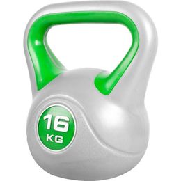 Gorilla Sports Kettlebell Kettlebell Stylish Kunststoff 16 kg, grau|grün