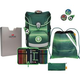 DerDieDas® Schulranzen Ergoflex Easy, Soccer Green (Set, 5-tlg), enthält recyceltes Material, grün