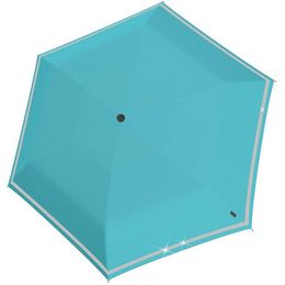 Knirps® Taschenregenschirm Rookie manual, capri reflective, für Kinder; mit umlaufendem, reflektierendem Band, blau