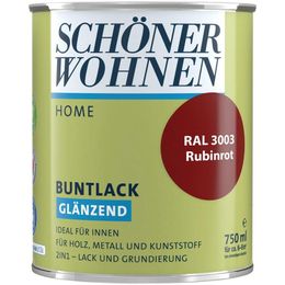 Schöner Wohnen Farbe SCHÖNER WOHNEN FARBE Lack Home Buntlack, 750 ml, rubinrot RAL 3003, glänzend, ideal für innen, 2in1-Lack, rot