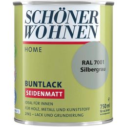 Schöner Wohnen Farbe SCHÖNER WOHNEN FARBE Lack Home Buntlack, 750 ml, silbergrau RAL 7001, seidenmatt, ideal für innen, 2in1-Lack, grau|silberfarben