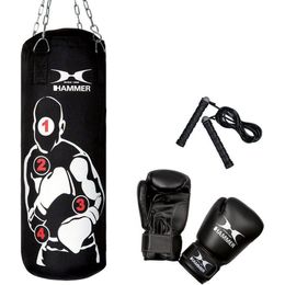 HAMMER Boxsack Sparring Pro (Set, 3-tlg., mit Boxhandschuhen, mit Sprungseil), schwarz