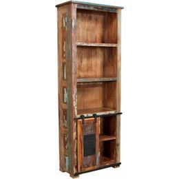 Sit Bücherregal Jupiter, aus recyceltem Altholz, Höhe 180 cm, Shabby Chic, Vintage, bunt