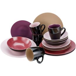 Creatable Kombiservice Geschirr-Set Very Berry (16-tlg), 4 Personen, Steinzeug, Service, in Beerenfarben, 16 Teile, für 4 Personen, bunt|lila