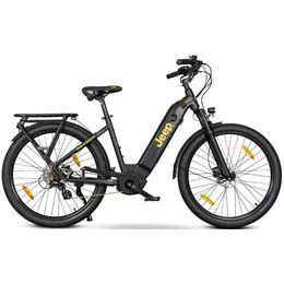 Jeep E-Bikes E-Bike ULM 7000, 7 Gang Shimano, Kettenschaltung, Mittelmotor, 630 Wh Akku, schwarz