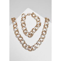 Urban Classics Bettelarmband Unisex Basic Diamond Necklace And Bracelet Set, goldfarben