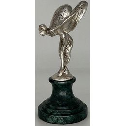 Casa Padrino Dekofigur Casa Padrino Luxus Briefbeschwerer Skulptur Frau mit Flügeln Silber / Grün 7 x 8 x H. 16 cm