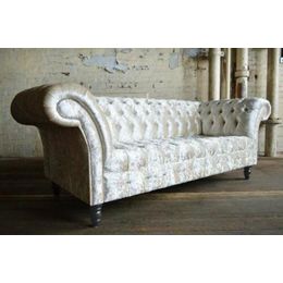 JVmoebel Chesterfield-Sofa Luxus Silber Chesterfield Dreisitzer Couch Textil Möbel Neu