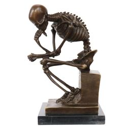 aubaho Skulptur Bronze Skelett Denker Mann Bronze Figur Bronzeskulptur nach Rodin Skul