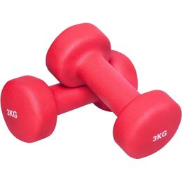 Gorilla Sports Hantel-Set Gymnastikhanteln Vinyl Rot 6 kg - 2 x 3 kg, (Set), rot