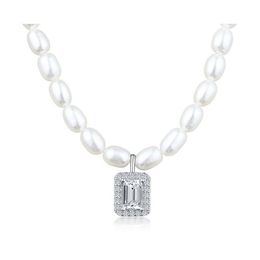 DANIEL CLIFFORD Perlenkette 'Julia' Damen Halskette echte Süßwasserzuchtperlen mit Kristall-Anhänger Silber 925 (inkl. Verpackung)