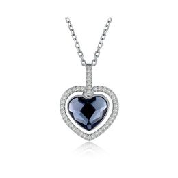DANIEL CLIFFORD Herzkette 'Bella' Damen Halskette Silber 925 mit Herz Anhänger Kristall blau (inkl. Verpackung)