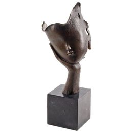 aubaho Skulptur Bronzeskulptur Gesicht Hand Büste Denker Moderne Skulptur Figur Antik-