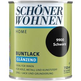 Schöner Wohnen Farbe SCHÖNER WOHNEN FARBE Lack Home Buntlack, 750 ml, schwarz, glänzend, ideal für innen, 2in1-Lack, schwarz
