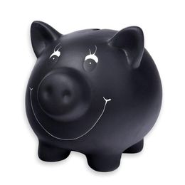 Schramm Spardose Schramm® Sparschwein schwarz aus Keramik mit Tafellack beschreibbar mit Kreide Sparschweine Schwein inklusive Kreide und verschließbar