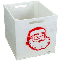 Kistenkolli Altes Land Allzweckkiste Aufbewahrungskiste weiß mit rotem Weihnachtsmann passend für Kallax