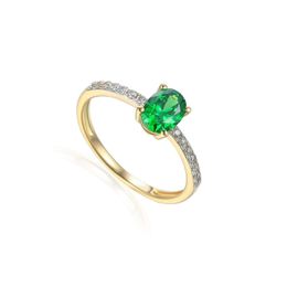 Stella-Jewellery Solitärring 585 Gold Ring mit synth. Smaragd und Zirk. Gr. 54 (Ring mit Edelstein