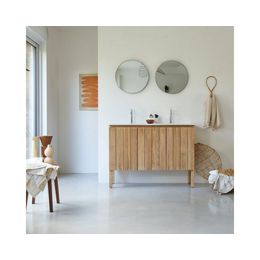 Tikamoon Waschtisch Jill Badezimmermöbel aus massivem Teakholz und Keramik 120 cm
