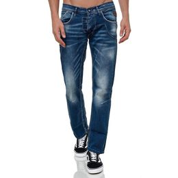 Rusty Neal Straight-Jeans RUBEN 42 mit angesagten Ziernähten, blau