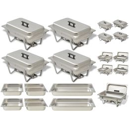 vidaXL Speisenwärmer Chafing Dish Set 4-tlg Edelstahl Buffet Behälter Warmhalte Stövchen