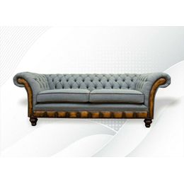 JVmoebel Chesterfield-Sofa Luxus Grauer Chesterfield Dreisitzer Modernes Design Neu