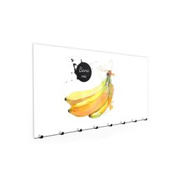 Primedeco Garderobenpaneel Magnetwand und Memoboard aus Glas Aquarellmalerei mit Bananen