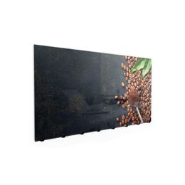 Primedeco Garderobenpaneel Magnetwand und Memoboard aus Glas Kaffeebohnen und Blätter