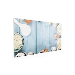 Primedeco Garderobenpaneel Magnetwand und Memoboard aus Glas Eier und Milch