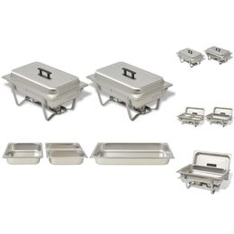 vidaXL Speisenwärmer Chafing Dish Set 2-tlg Edelstahl Buffet Behälter Warmhalte Stövchen